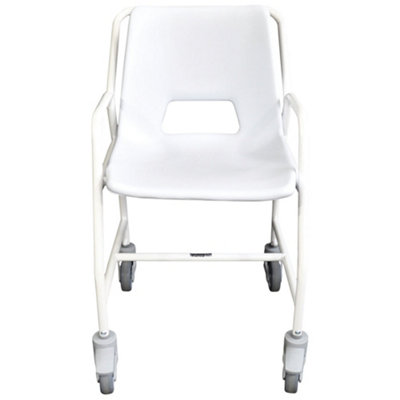 Ergonomic Mobile Shower Chair with Castors and Dual Brake System for Safety