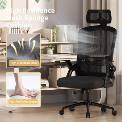 Ergonomic Office Chair with 90 Degrees Flip-up Armrest and Lumbar ...