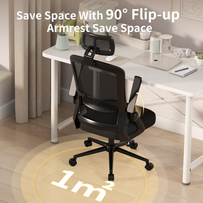 Ergonomic Office Chair with 90 Degrees Flip-up Armrest and Lumbar ...