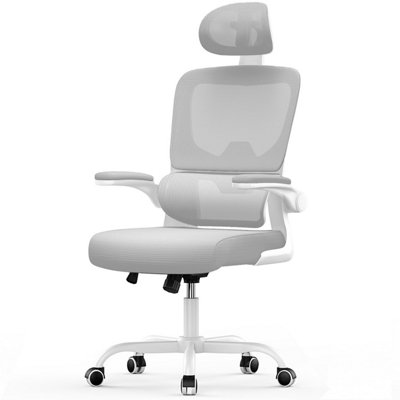 Ergonomic Office Chair with Lumbar Support, Adjustable Headrest & Flip ...