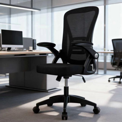 Ergonomic Swivel Mid Back Office Chair with Adjustable Height and Flip ...