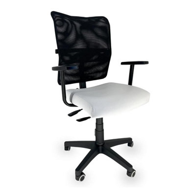 Ergonomic swivel office chair with armrests, rubber wheels, faux ...