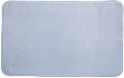 Erin Faux Fur Mat 50 x 80cm - Blue | DIY at B&Q