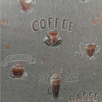 Erismann Coffee Cups Wallpaper Grey Brown Beans Kitchen Paste The Wall ...