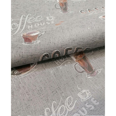 Erismann Coffee Cups Wallpaper Grey Brown Beans Kitchen Paste The Wall ...
