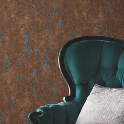 Erismann Concrete Plaster Copper & Blue Metallic Wallpaper 10375-19