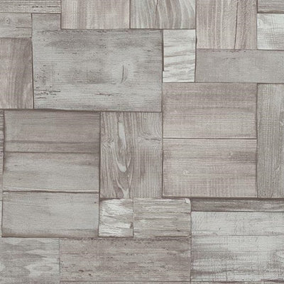 Erismann Countryside Wooden Beam Effect Wood Grain Tiles Beige Wallpaper