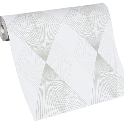Erismann Plain White Sliver Glitter Effect Diamonds Textured Non-Woven ...