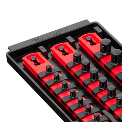 ERNST 8490 3-RAIL SOCKET BOSS STORAGE ORGANISER RAIL TWIST LOCK 13" RED
