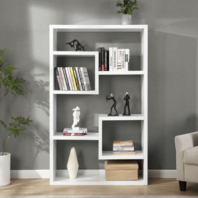 Escala Wide High Gloss Display Shelving Unit In White