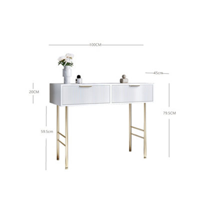 Esme White Dressing Table - Drawers with ribbed front finished