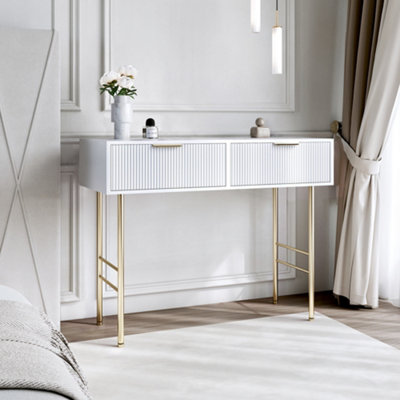 Esme White Dressing Table with Lillia LED Mirror