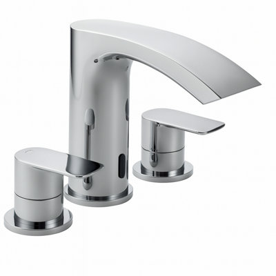 Espada 3 Hole Bath Filler Chrome - Designer Waterfall Spout Tap with ...