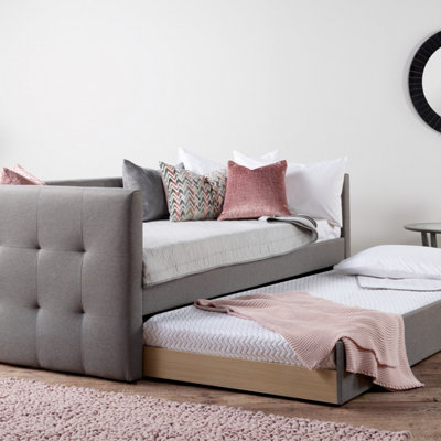 Esprit Fossil Grey Upholstered Single Day Bed Frame Only | DIY at B&Q