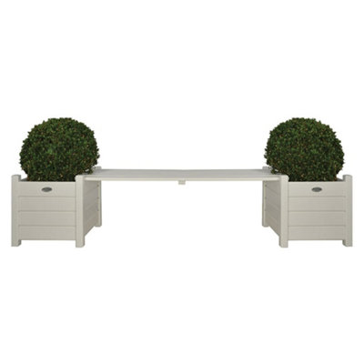 Esschert Design Planters with Bridge Bench White CF33W