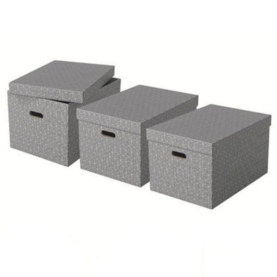 Esselte Grey 3-Pack Home Storage Box Large