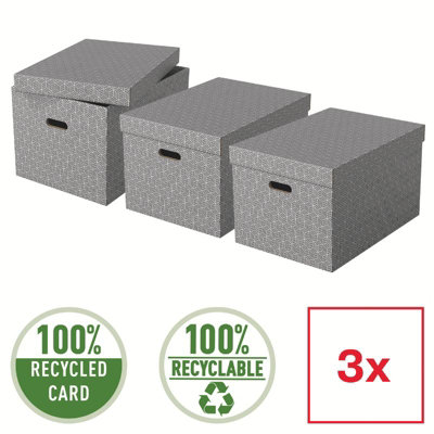 Esselte Grey 3-Pack Home Storage Box Large