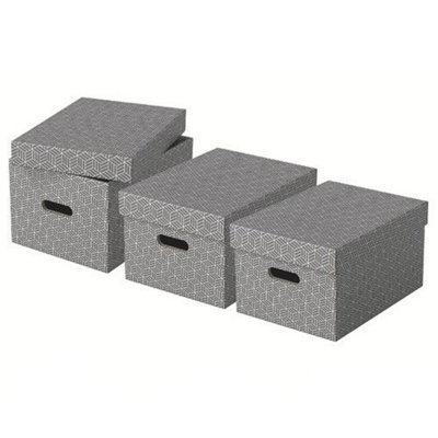 Esselte Grey 3-Pack Home Storage Box Medium