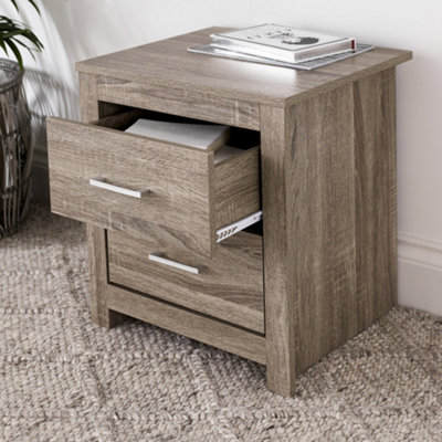 Essentials 2 Drawer Rustic Oak Bedside Table