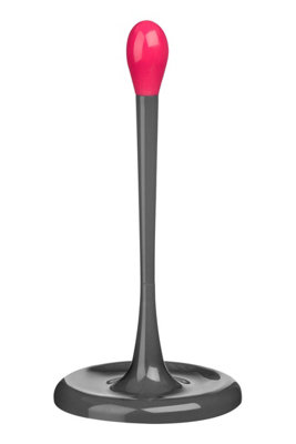 Essentials by Premier Grey and Hot Pink Kitchen Roll Holder | DIY at B&Q