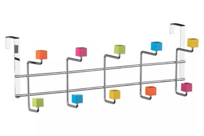 Essentials by Premier Multicoloured Cubes 10 Hook Over Door Hanger ...