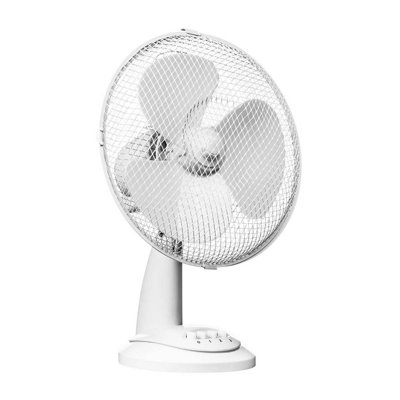 Essentials by Premier Three Speed/Oscillation White Desk Fan | DIY at B&Q