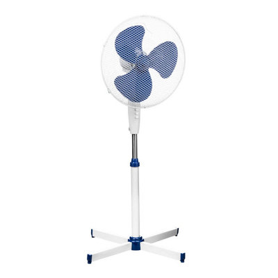 Essentials by Premier White and Blue Floor Standing Fan | DIY at B&Q