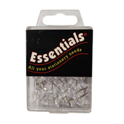 Essentials Push Pins (Pack of 25) Clear (One Size)