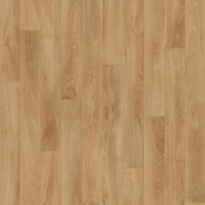 Essentials Warm Med Oak Wood Effect Slip Resistant Vinyl Flooring-2m X ...