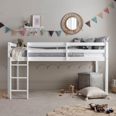 Buy Essentials White Wooden Single Mid Sleeper Bed Frame | DIY at B&Q