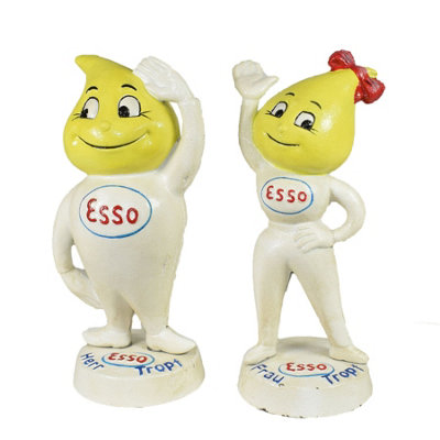 Esso Blue Oil Paraffin Money Banks Pair Cast Iron Coin Money Bank Box ...