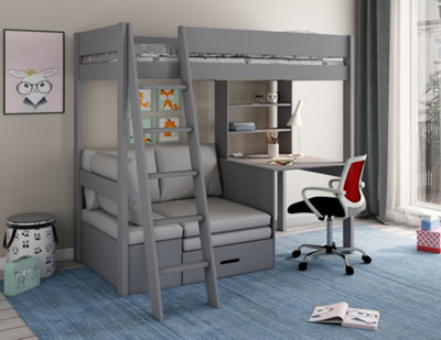 Loft bed with futon chair and desk store
