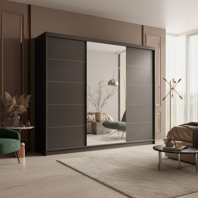 ETNA 250 Large Sliding Door Wardrobe with Mirror for Contemporary Homes ...