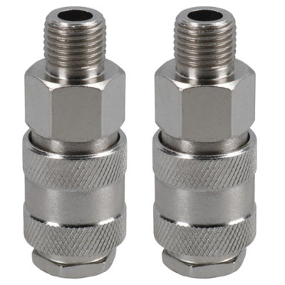 Euro Air Line Quick Release Hose Coupler Connector 1/4 BSP Male Thread 2pc