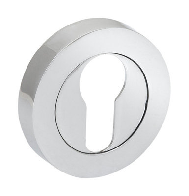 Euro Profile Chrome Escutcheon Set - Secure Door Lock Cover Plates with ...