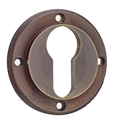 Euro Profile Escutcheons in Antique Brass for Enhanced Security - Solid Brass Key Hole Cover