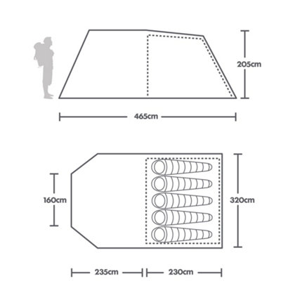 EUROHIKE RYDAL 500 5 MAN TENT WITH DARKENED BEDROOM