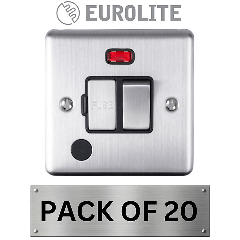Eurolite 13A DP Switched Fuse Spur With Neon & Flex Outlet: Satin ... Eurolite 13A DP Switched Fuse Spur With Neon & Flex Outlet: Satin ...