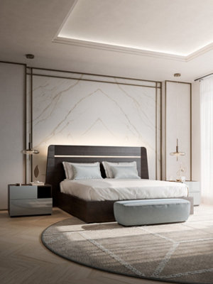 European king size bed in wood from Porticello collection