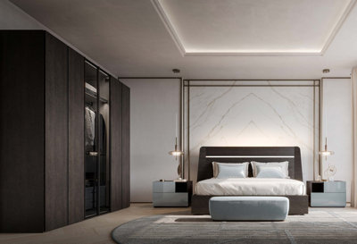 European king size bed in wood from Porticello collection