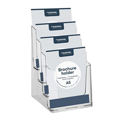Europel 4-Tier A 5 Leaflet Holder Stackable Brochure Display Stand ...
