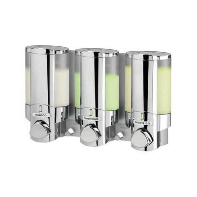 Euroshowers Triple Aviva Liquid Soap Shampoo Shower Gel Dispenser Pump Chrome