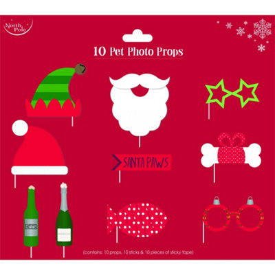 Eurowrap Christmas Photobooth Props Set (Pack of 10) White/Red/Green ...