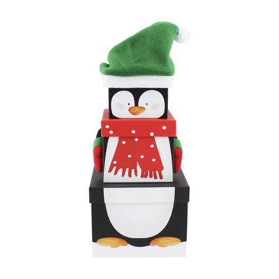 Eurowrap Plush Penguin Christmas Gift Boxes (Pack of 3) Black/White ...