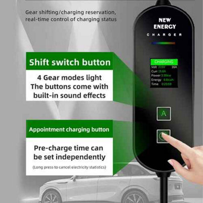 EV charging cable Type 2, portable electric vehicle charger, 13A 3 pin plug