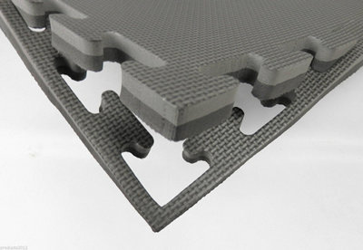 EVA Foam Interlocking Gym Floor Mats 4x20mm Grey/Black, Exercise ...