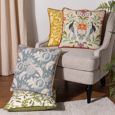 Evans Lichfield Chatsworth Topiary Piped Feather Rich Cushion