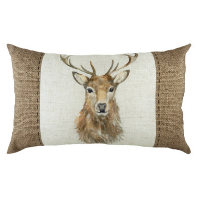 Evans Lichfield Hessian Stag Rectangular Polyester Filled Cushion | DIY ...