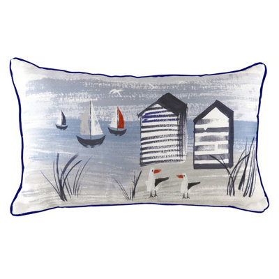 Evans Lichfield Nautical Beach Huts Beach Rectangular Feather Rich Cushion