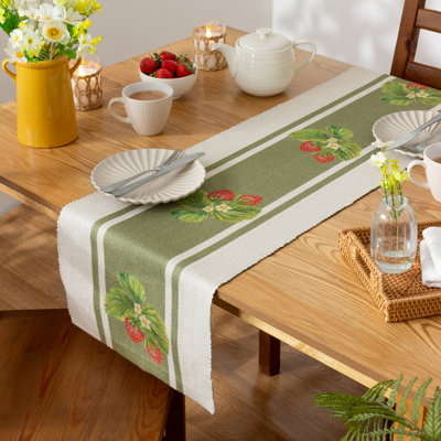Evans Lichfield Strawberry Indoor/Outdoor Large Table Runner | DIY at B&Q